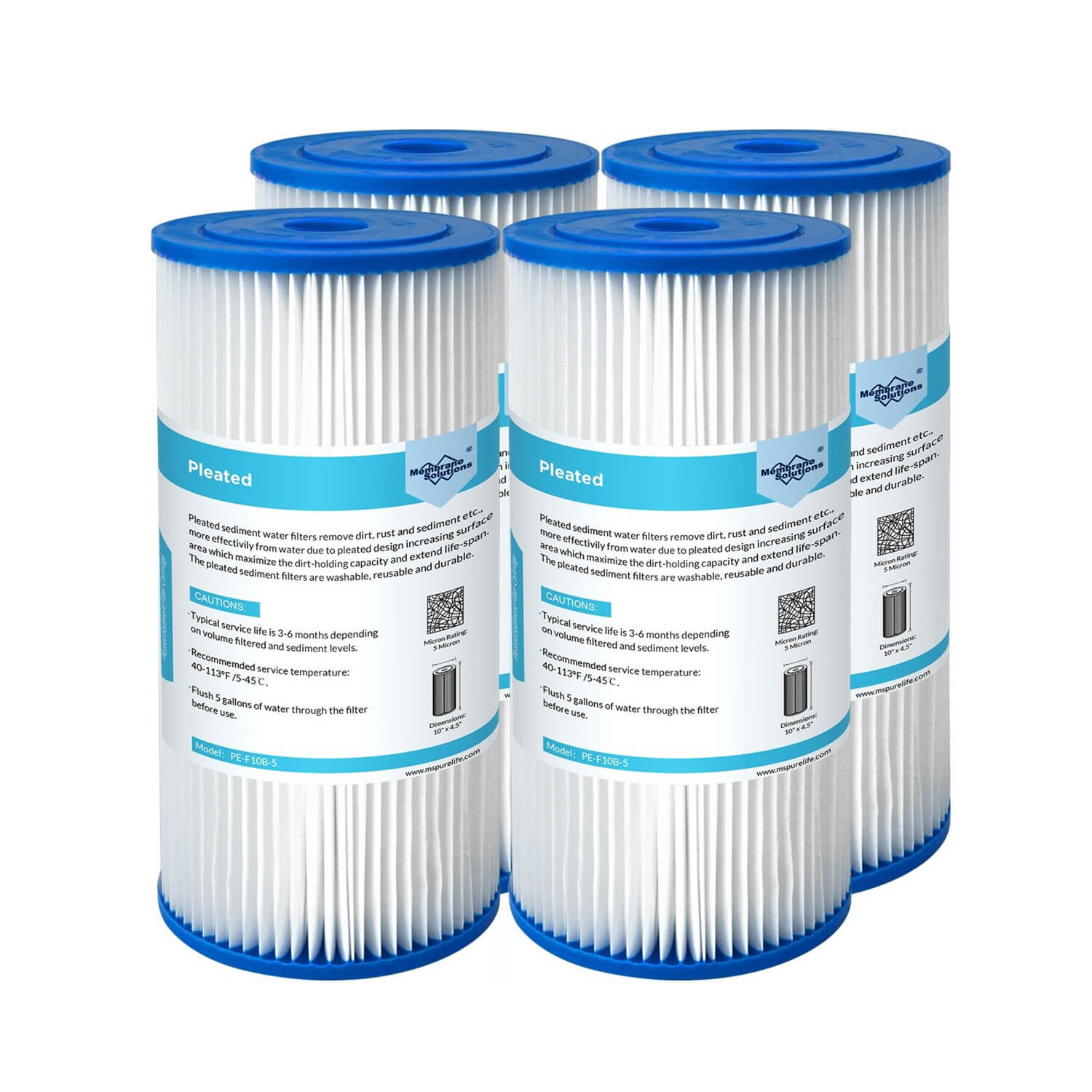 Membrane Solutions 10"x4.5" Whole House Pleated Water Filter