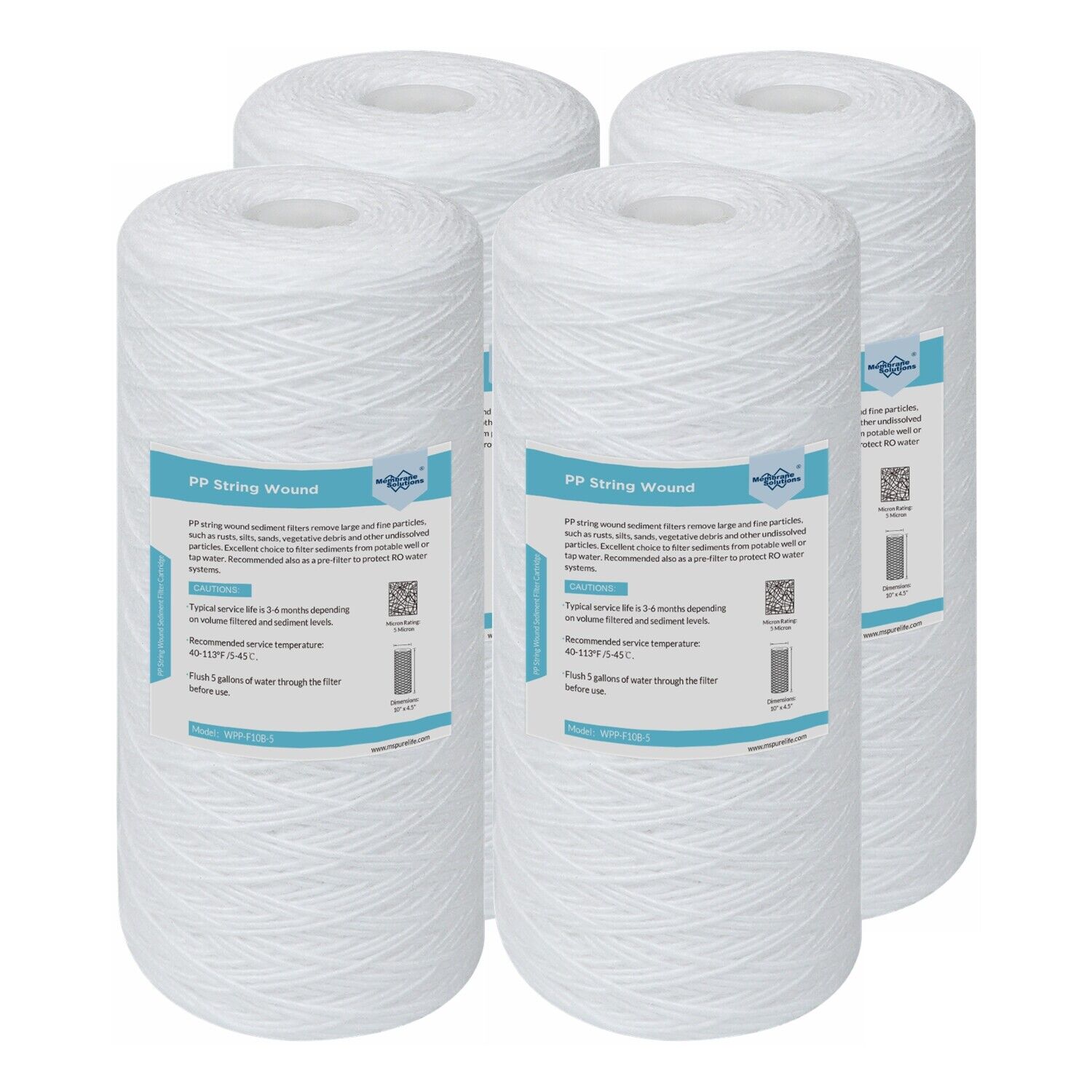 Membrane Solutions 10" x 4.5" String Wound Whole House Water Filter