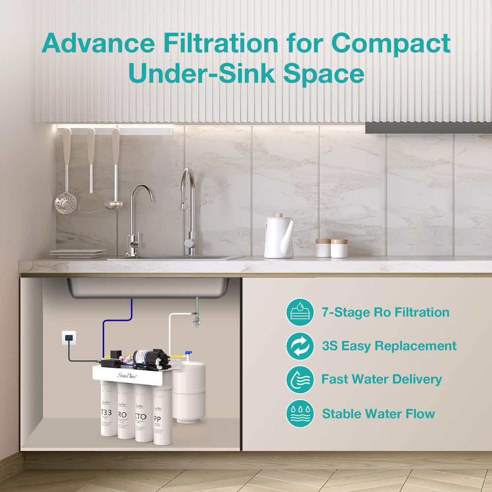 SimPure T1-100 7 Stage Compact Under Sink RO System With TDS Reduction