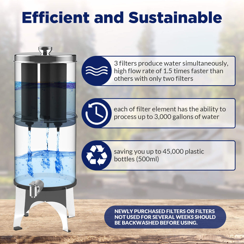 Membrane Solutions U3P Stainless Steel Gravity Water Filter Tank for Travel