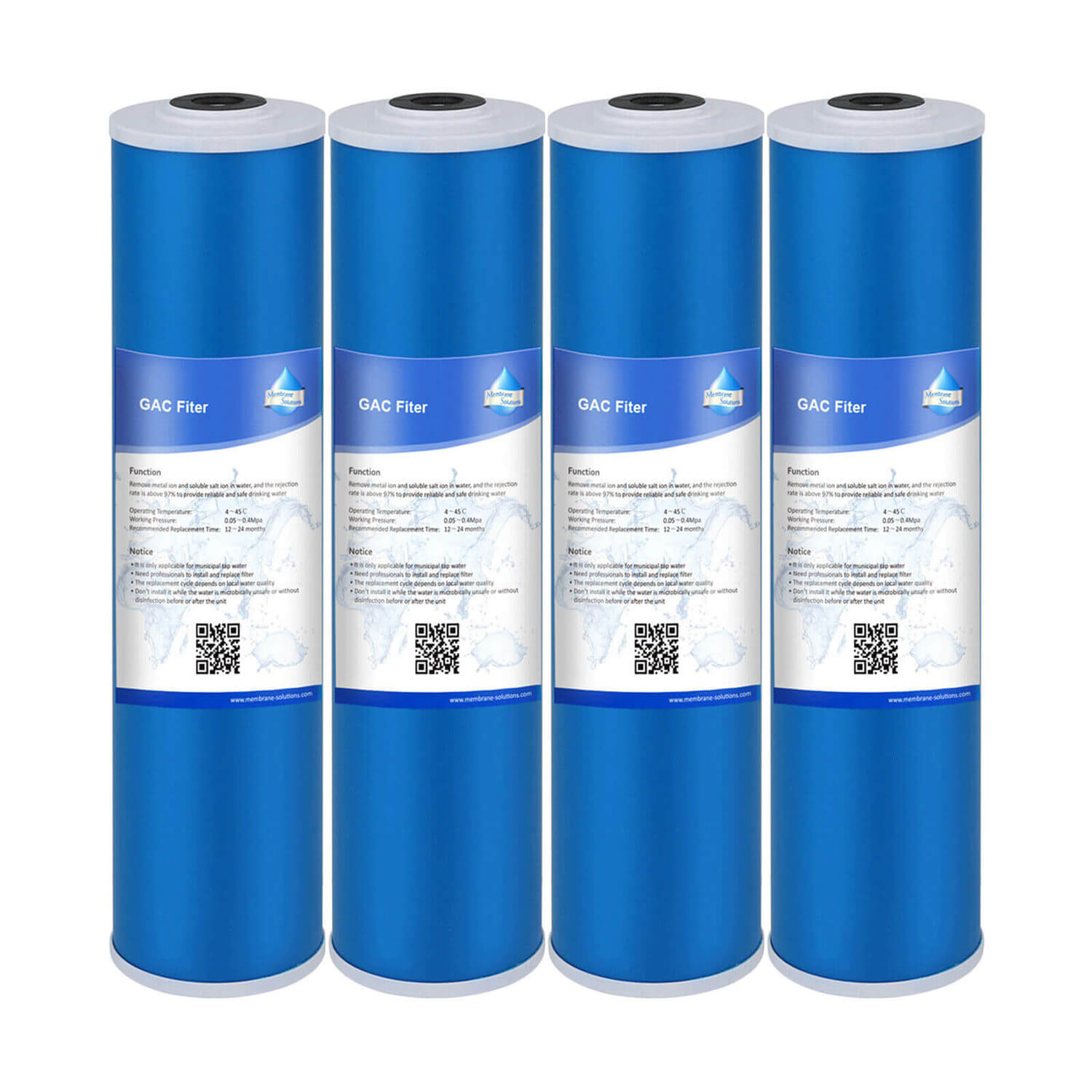 Membrane Solutions 20" x 4.5" GAC Granular Activated Carbon Water ...