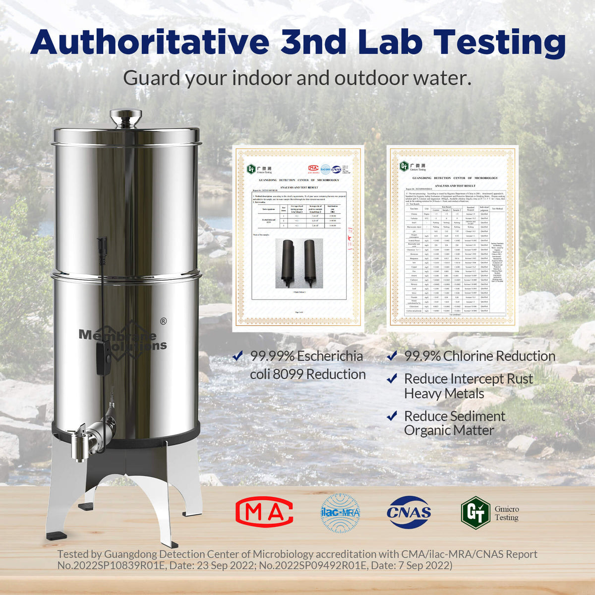 Membrane Solutions U3P Stainless Steel Gravity Water Filter Tank for Travel