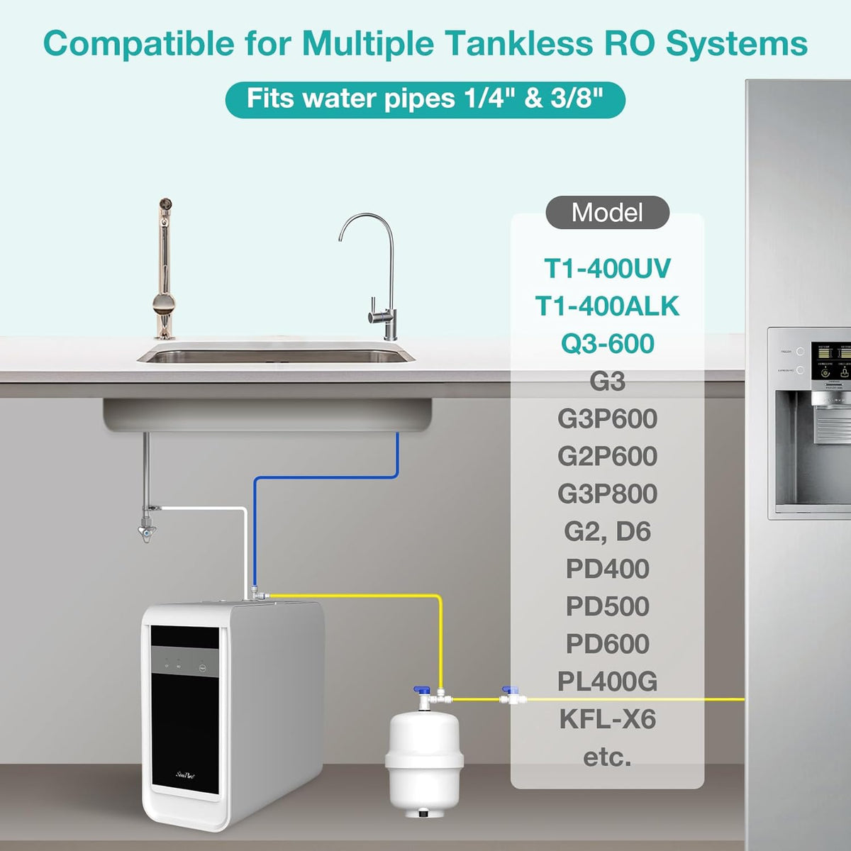 SimPure Small RO Pressure Water Tank Kit for Refrigerator Ice Maker