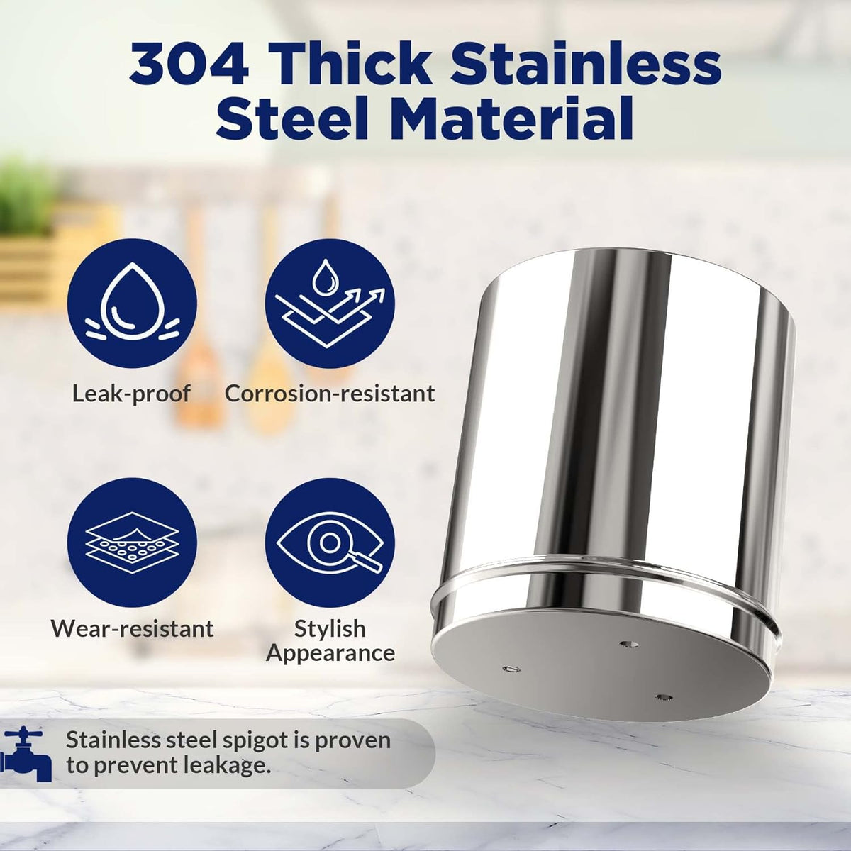 Membrane Solutions U3P Stainless Steel Gravity Water Filter Tank for Travel