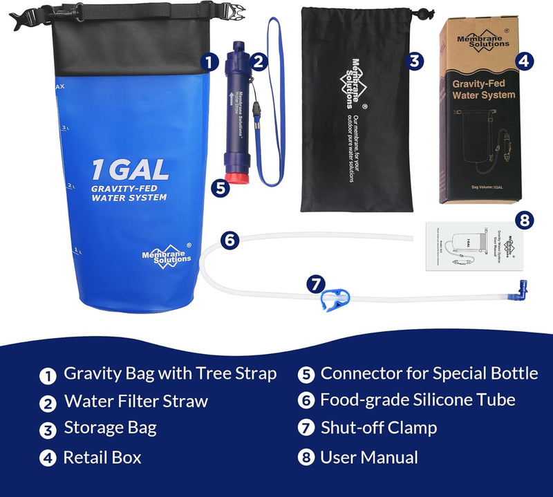 Membrane Solutions 1 Gallon Gravity-Powered Water Filter for Hiking ...