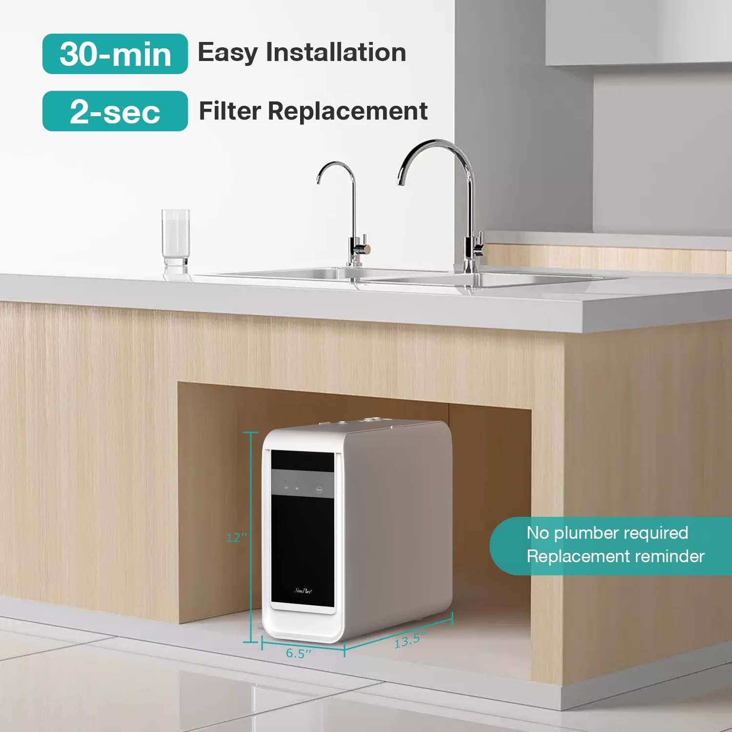 SimPure Q3-600 Under Sink RO Water Filter System-600GPD